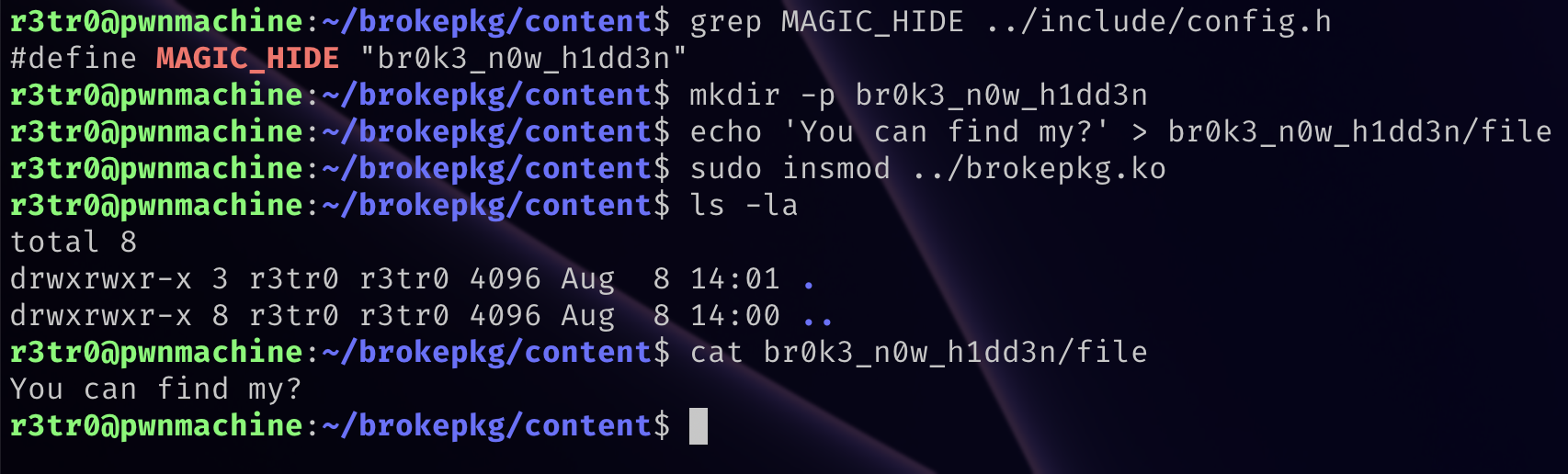 brokepkg:The LKM rootkit working in Linux Kernels 2.6.x/3.x/4.x/5.x - GitCode